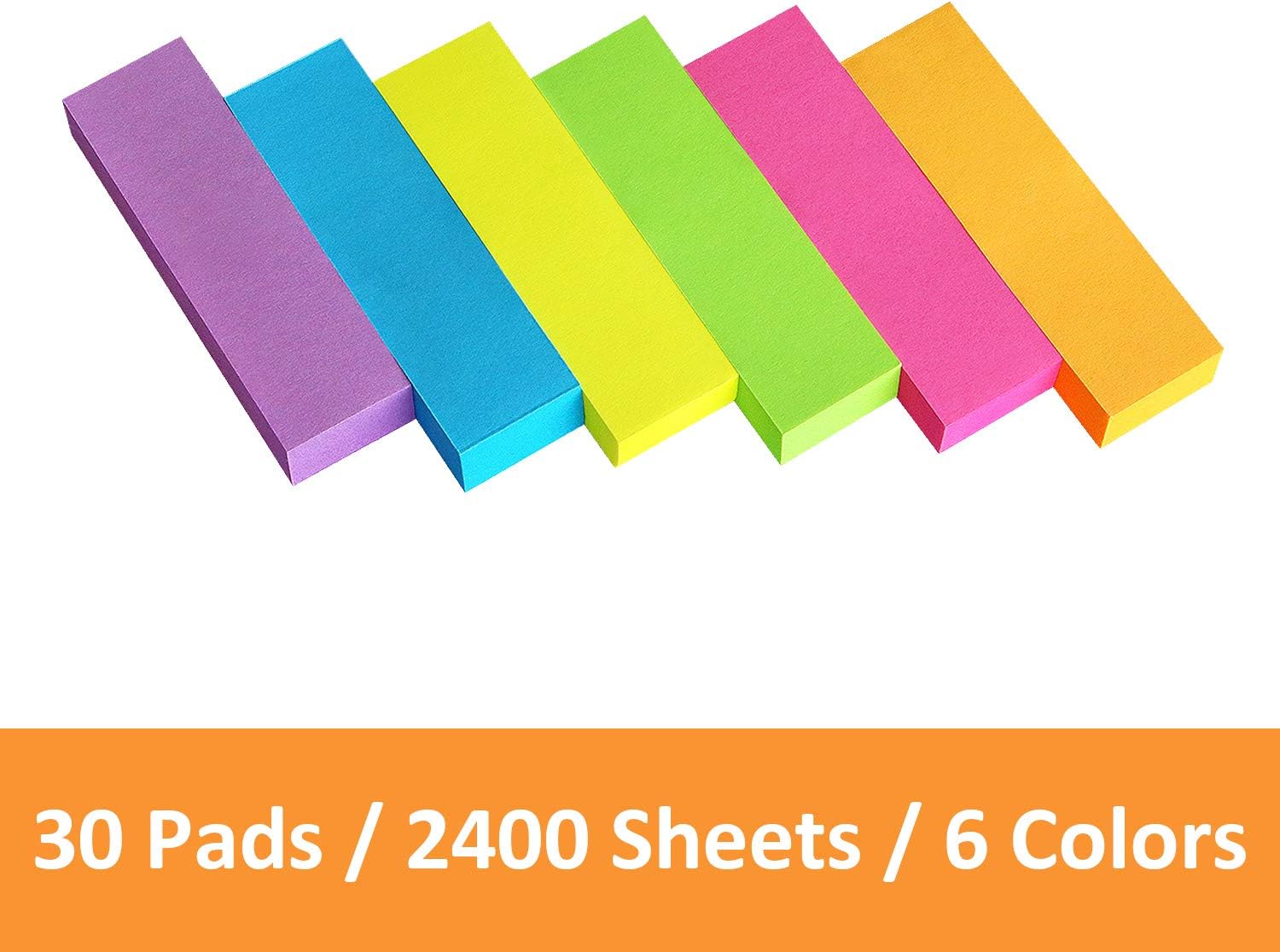 Amazon.com : 30 Pads 0.5x1.8 Sticky Notes Flags Tabs Page Markers 6 ...