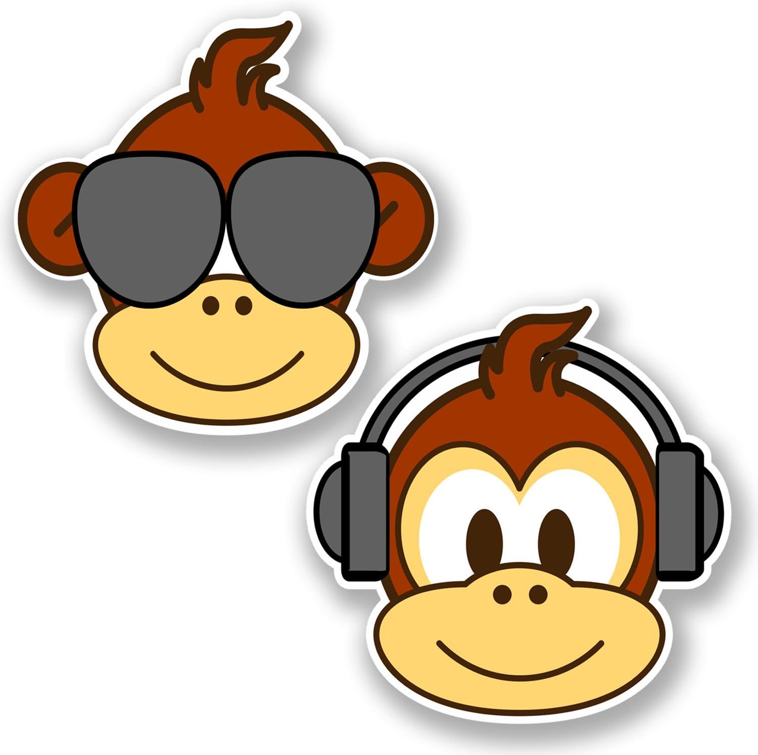 2 x Monkey Vinyl Sticker iPad Laptop Car Bike Helmet Kids Decal ...
