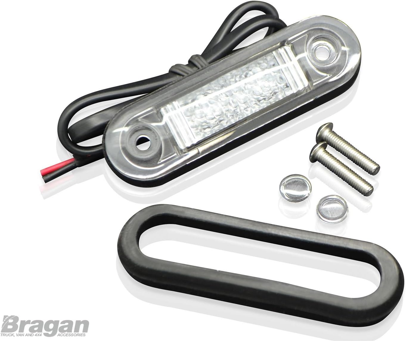 Bragan 1x 12 / 24v White Flush LED Clear Lens Marker Light Trailer Van ...