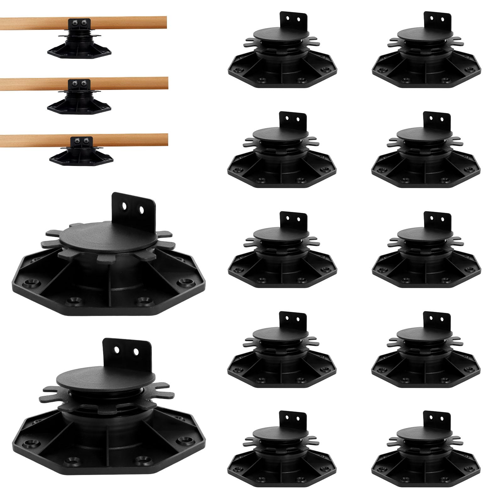 Adjustable Deck Support Pedestal, 12Pack Deck Foundation Support Base ...