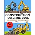 Construction Vehicles Coloring Book: Cool Bulldozers, Dump Trucks ...