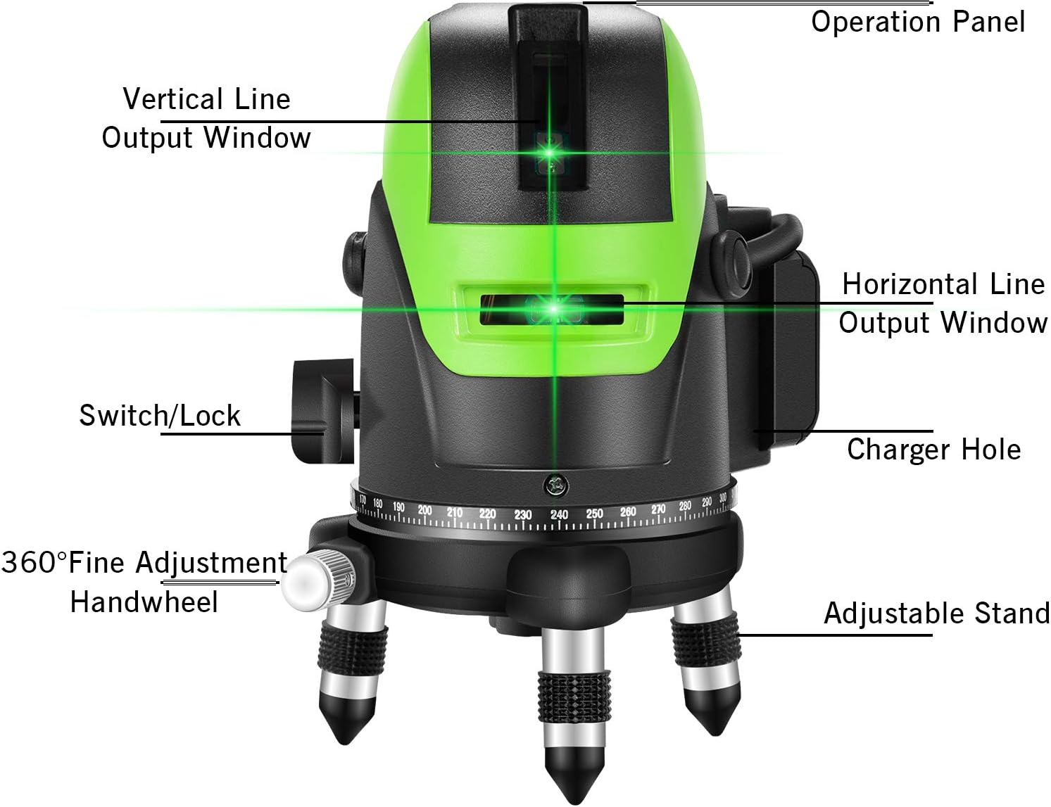 Laser Laser 30M, Careslong 5-Line Horizontal Laser, 360 ° Horizontal ...