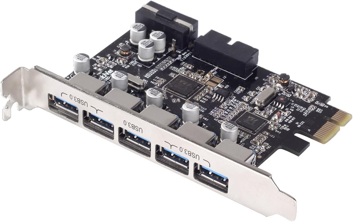 TeckNet® USB 3.0 5 Port PCI-Express Card, Mini PCI-E USB 3.0 HUB Controller Adapter, with 1 USB ...