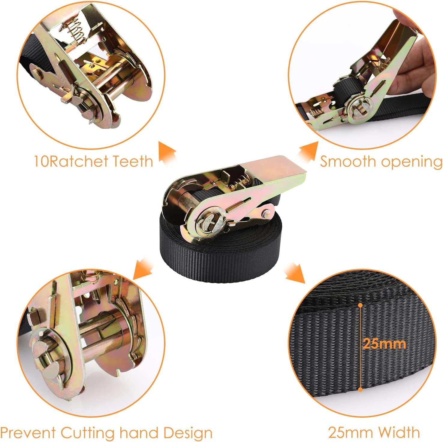 Mua 10 Pack Lashing Ratchet Tie Down Tensioning Belts, 6m Long 25mm ...