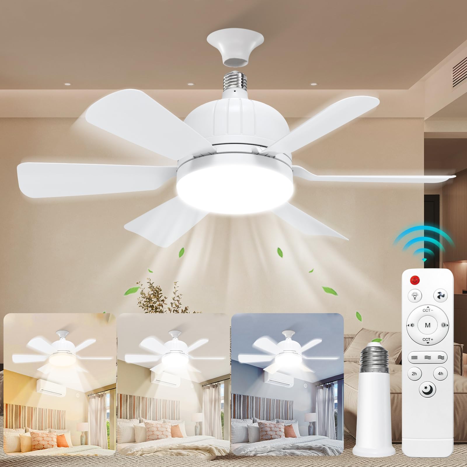Socket Fan Light with Remote Control - socket ceiling fan 18-in ceiling ...