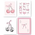 Amazon.com: okaxscm Pink Coquette Bow Trendy Preppy Wall Art Prints Set ...