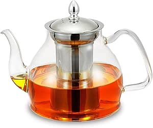 Amazon.com | Glass Teapot, 40oz/1200mL Glass Kettle with Removable ...