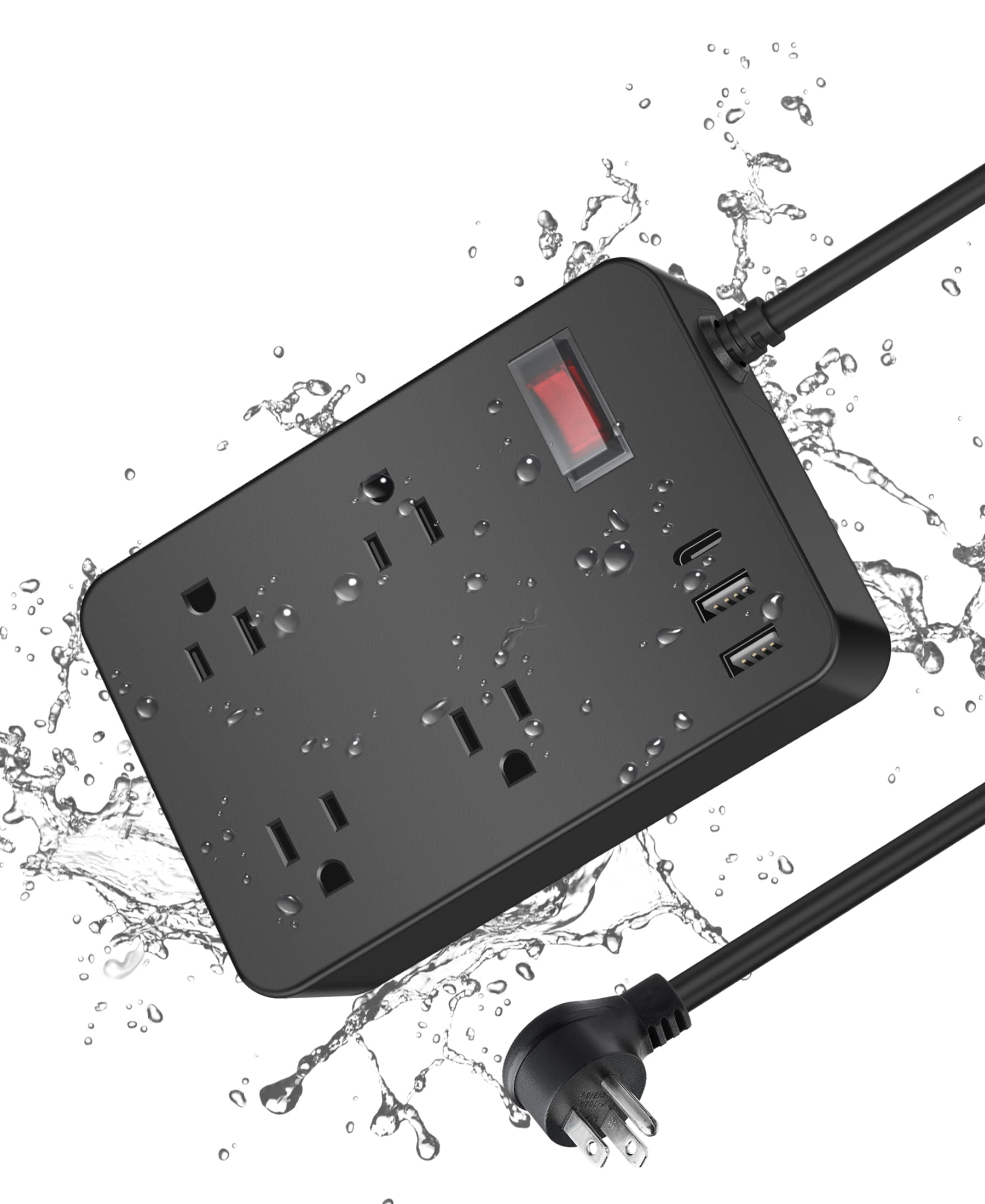 Outdoor Power Strip Weatherproof with USB C, Waterproof Surge Protector ...