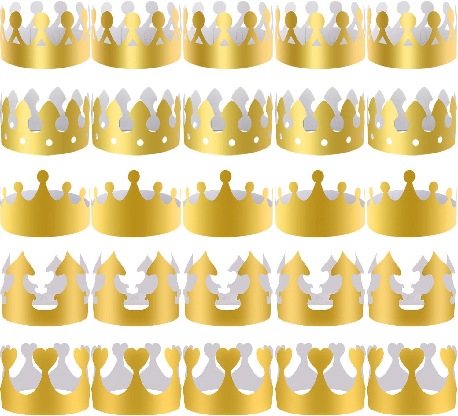 Amazon.com: SIQUK 40 Pieces Paper Crowns Golden Party Crown Paper King ...
