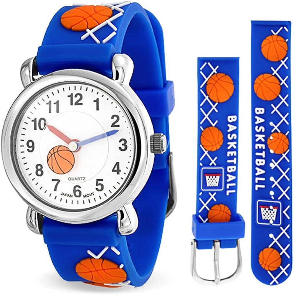 Orange Basketball Sports Waterproof Wrist Watch Time Teacher Quartz 3D ...