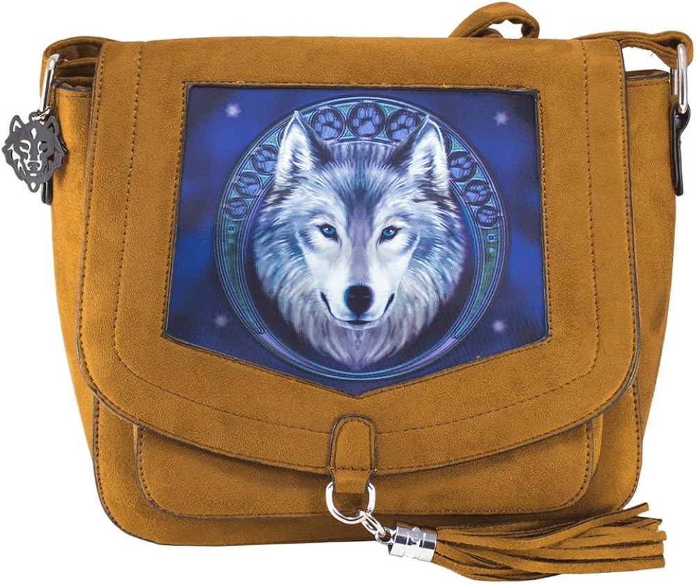 Lunar Wolf - 3D Lenticular Side Bag with Tassels by Anne Stokes: Amazon ...