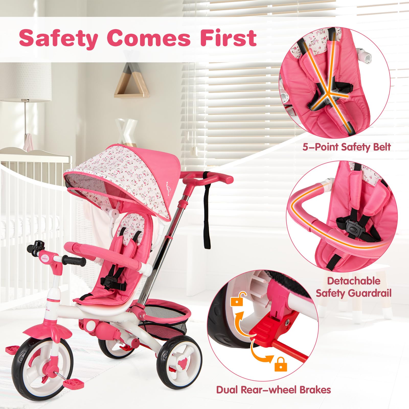 Mua Costzon Tricycle for Toddlers, 6 in 1 Trike w/Parent Handle ...