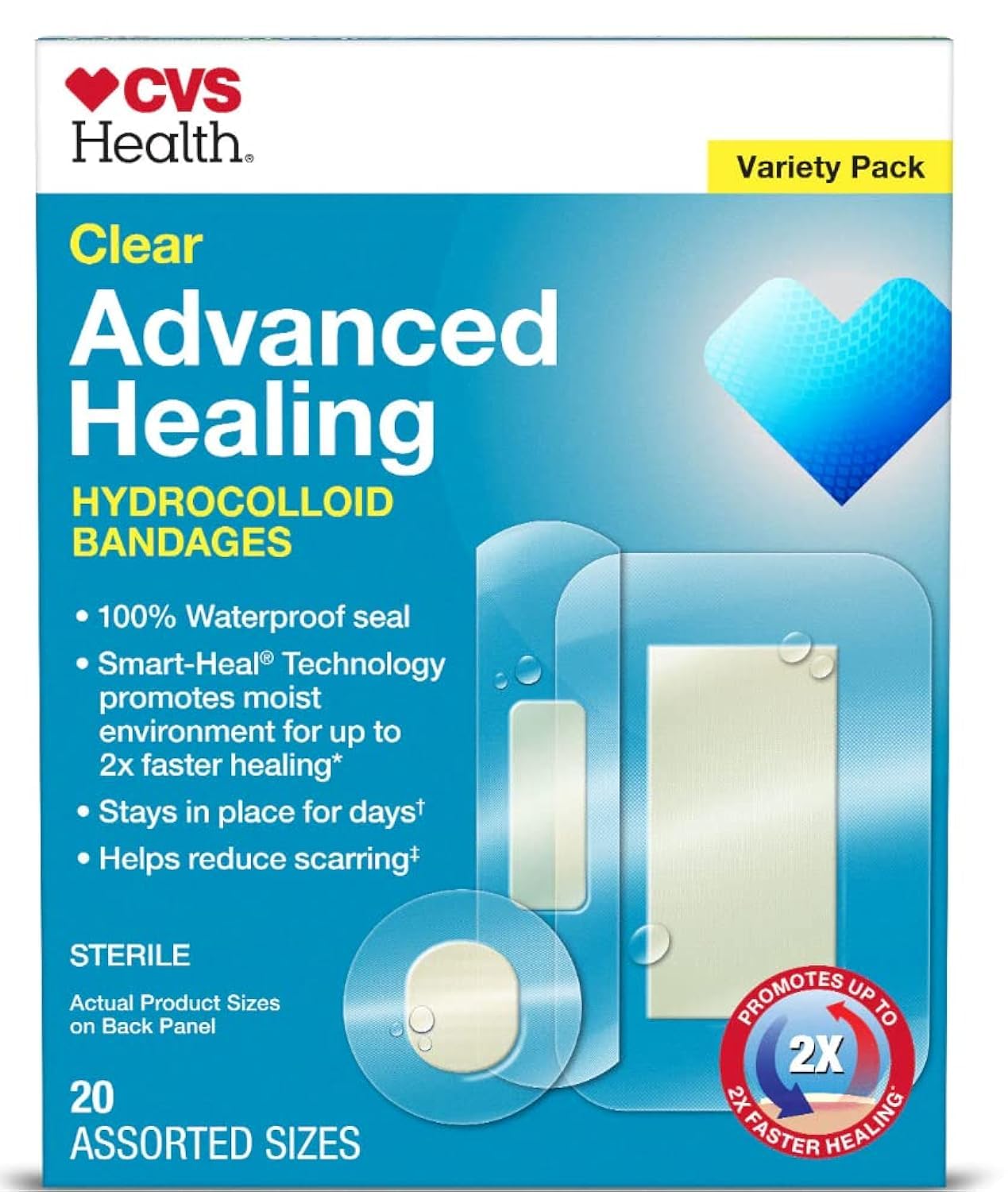CVS Health Clear Advanced Healing Hydrocolloid Bandages, Variety Pack ...