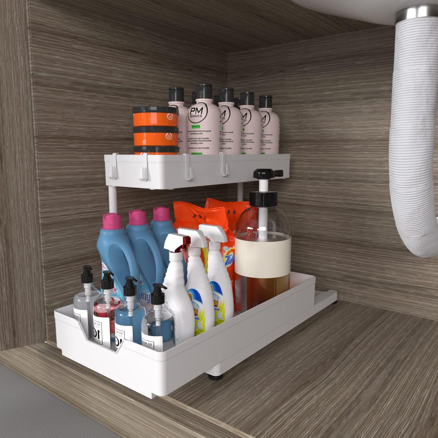 NATURE'S SOURCE Under Sink Organizers, Sliding L-shape Cabinet ...