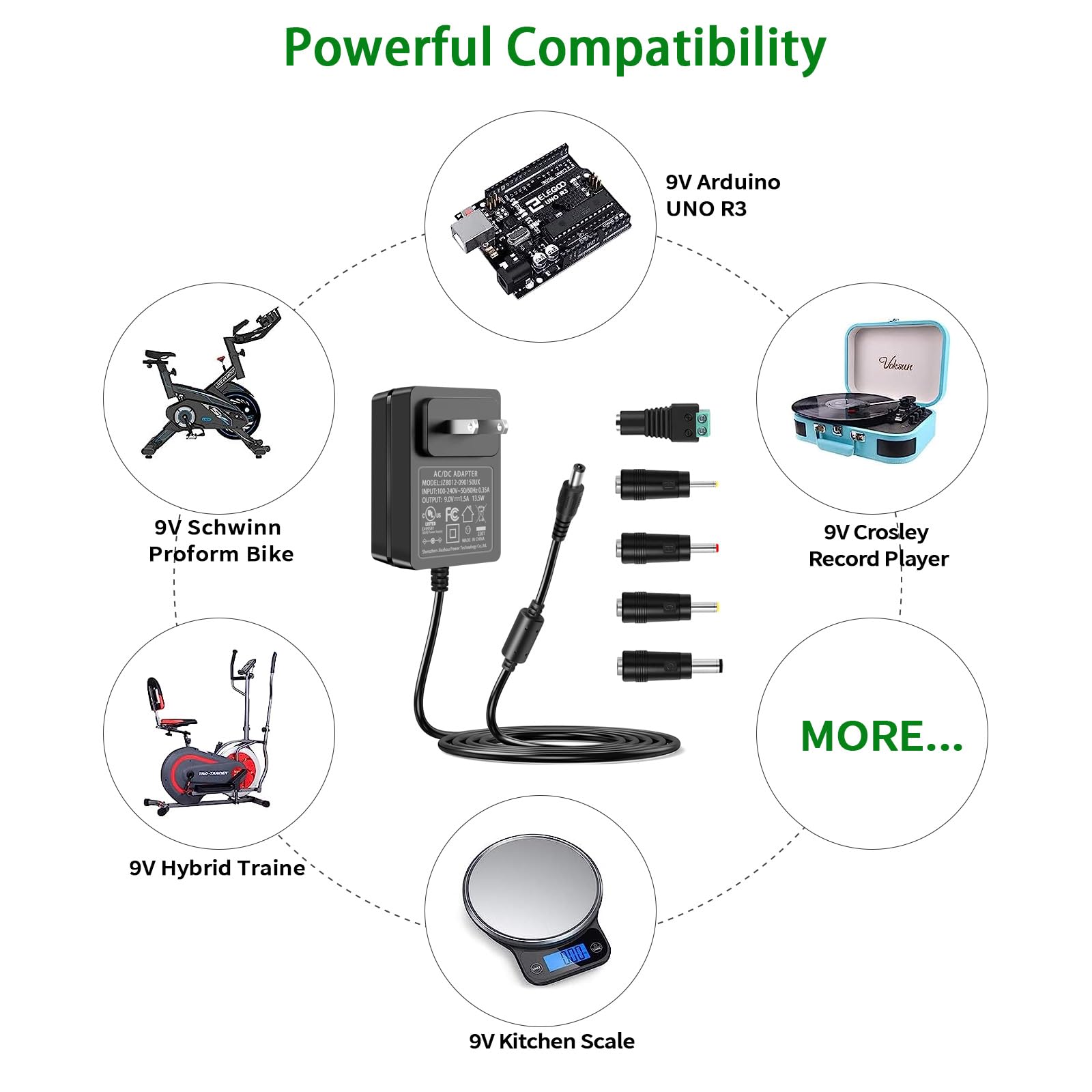 Mua Gonine 9V 1.5A DC Power Supply Cord, 100V -240V AC to DC 9Volt 1.5A ...