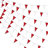 Amazon.com: 100 Feet Red Black & White Pennant Banner Flags String ...