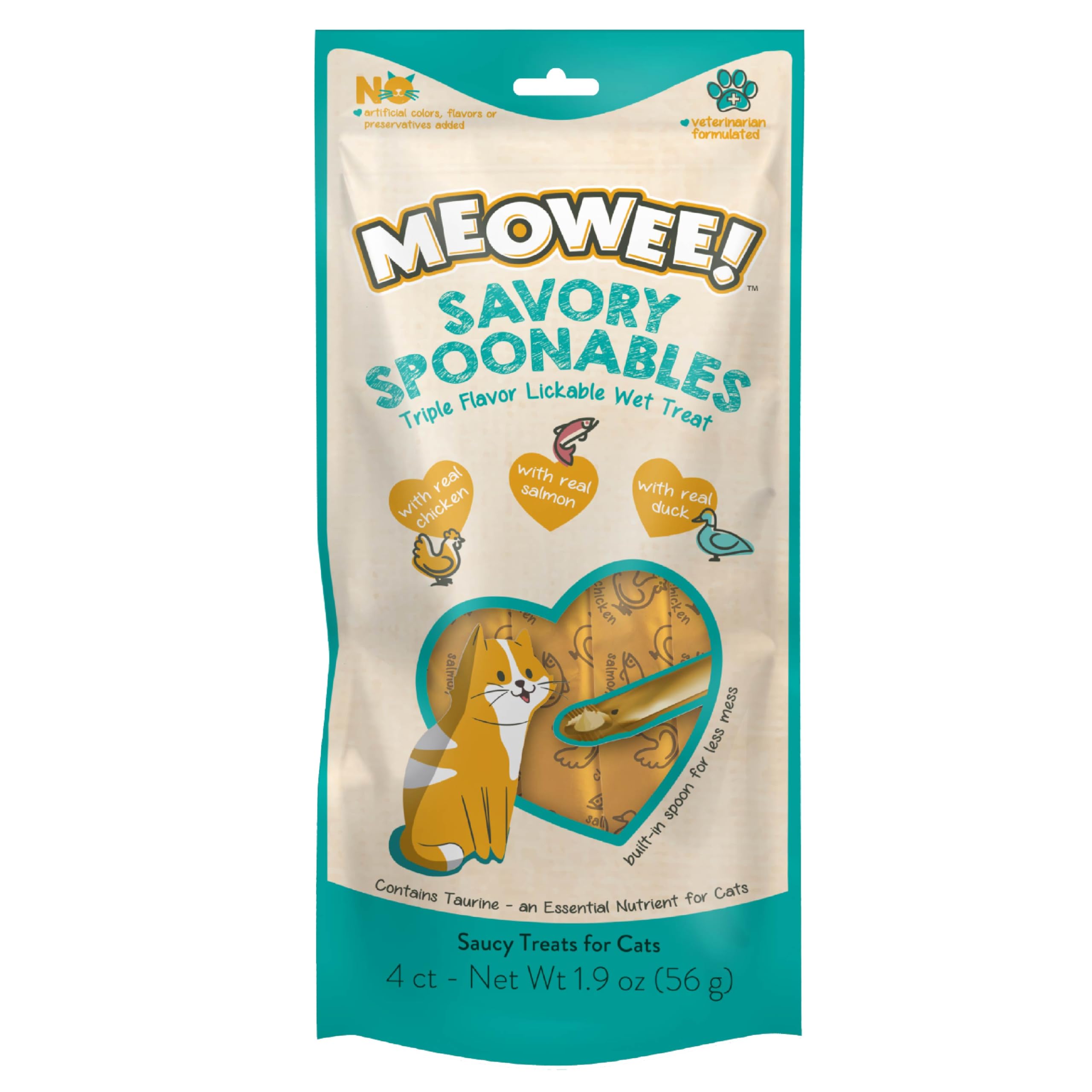 MEOWEE! Savory Spoonables with Real Chicken, Salmon & Duck, 4 Count ...