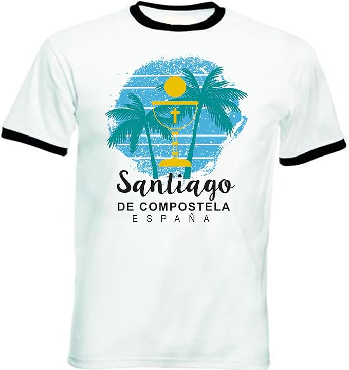 teesquare1st Men's Santiago DE COMPOSTELA Spain Black Ringer T-Shirt ...