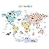 Decowall DLT-1615 Animal World Map Kids Wall Decals Wall Stickers Peel ...