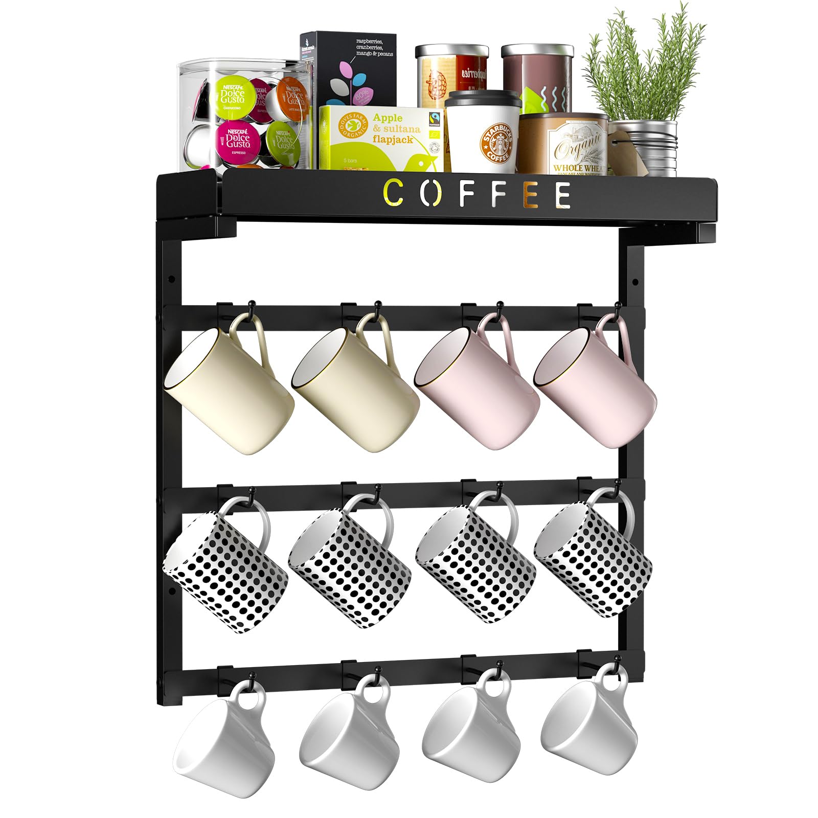 RCHYFEED Coffee Mug Holder Wall Mounted, Mug Rack Organizer for Home ...