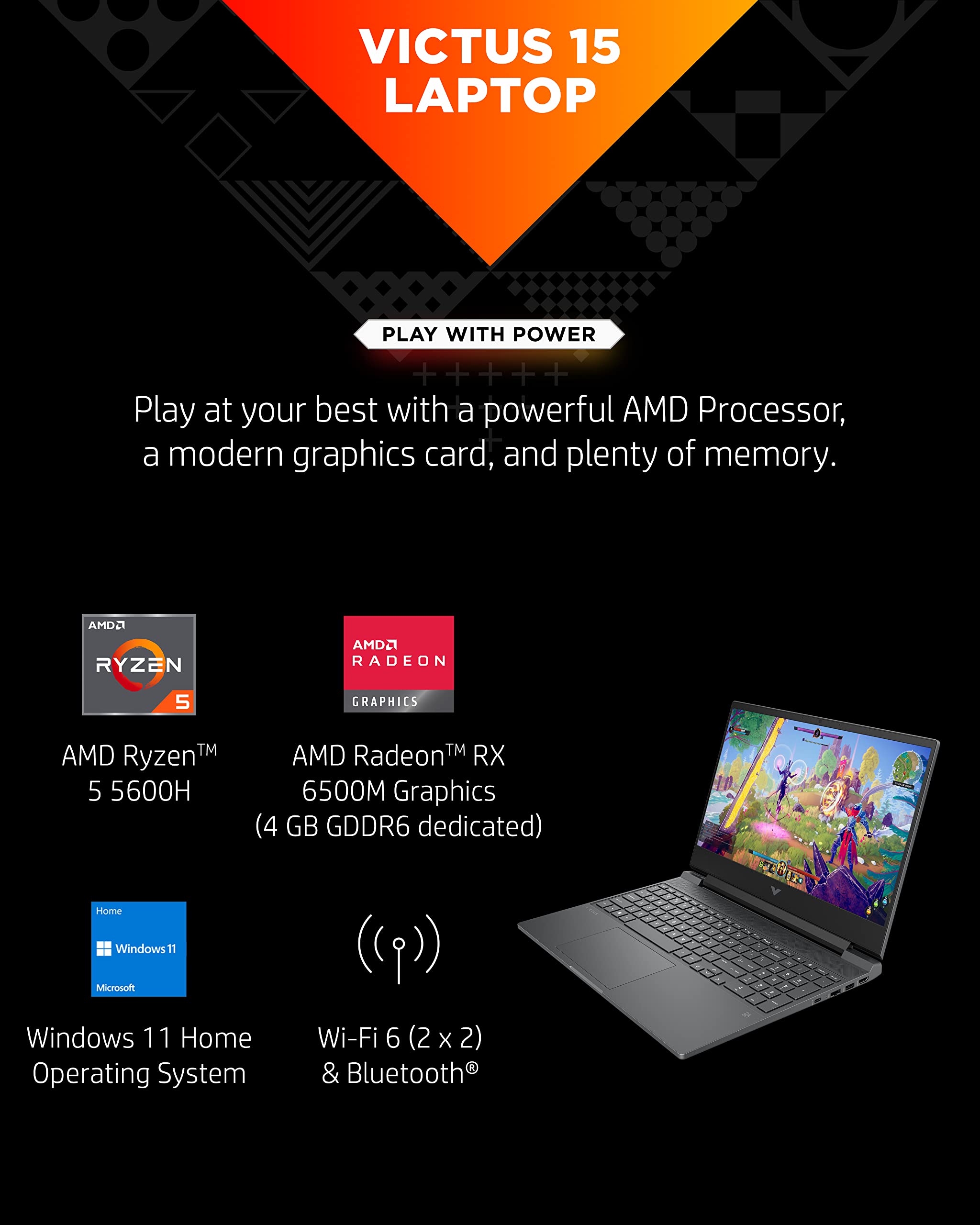 Mua HP Victus 15 Gaming Laptop, AMD Radeon RX 6500M Graphics, AMD Ryzen ...