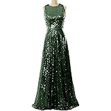 MACloth Women V Neck Sequin Wedding Formal Evening Gown Long Bridesmaid ...