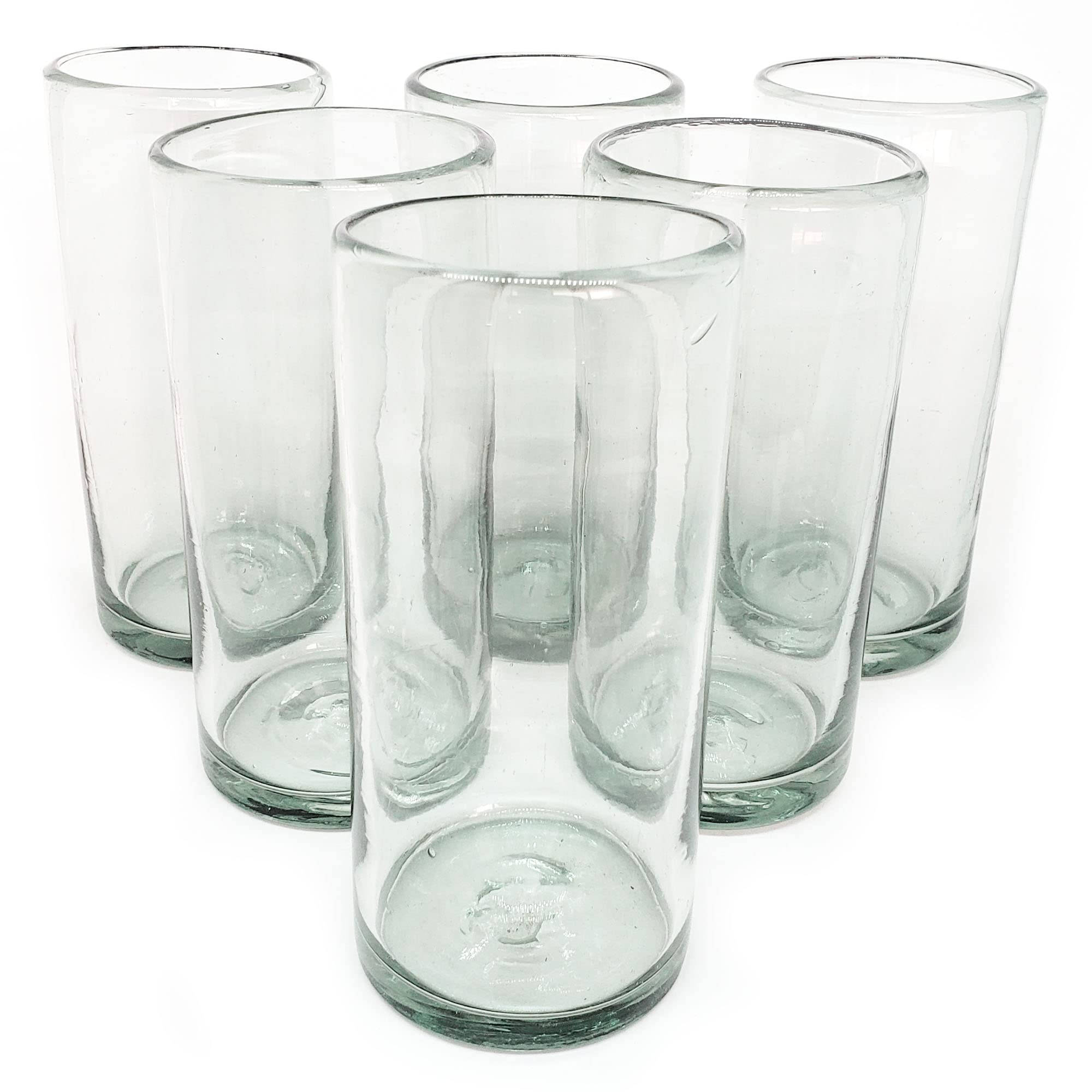 MexHandcraft Clear Blown 20 oz Tall Iced Tea Glasses, set of 6, Mexican ...