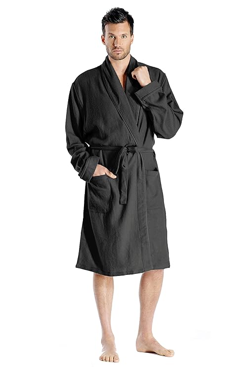 Pure Cashmere Knee Length Robe for Men (Charcoal, Small/Medium): Amazon ...