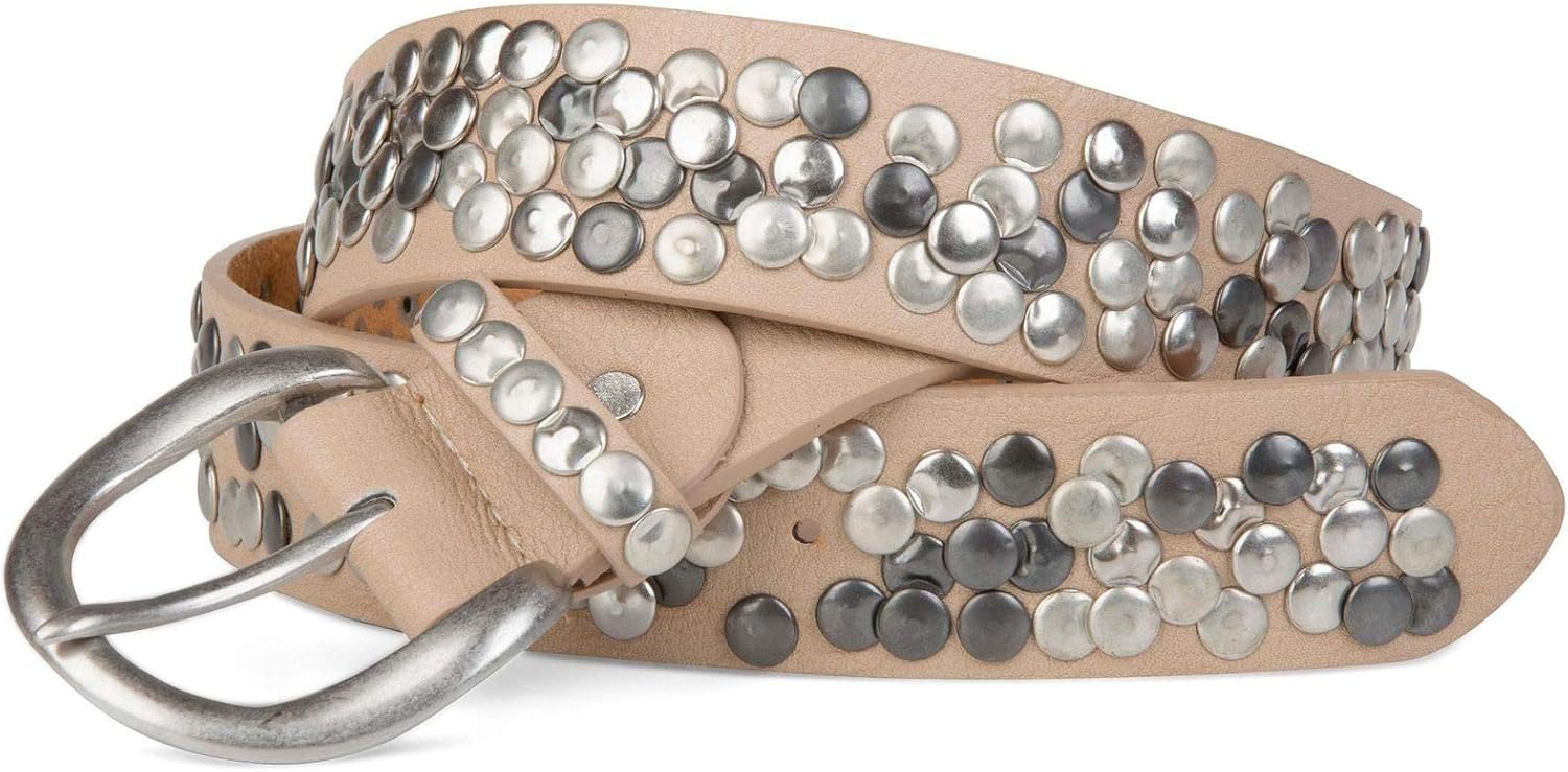 styleBREAKER cinturón de remaches de piel auténtica en estilo vintage ...