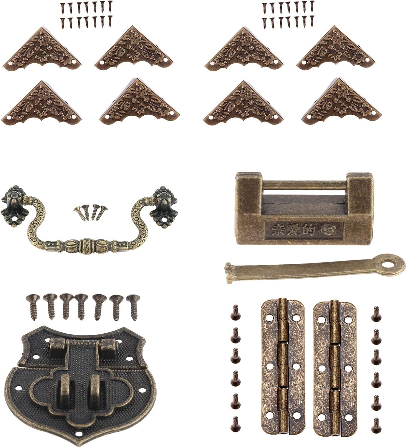 Yetaha Box Corner Protectors Vintage Box Lock Latch Hasp with Padlock ...