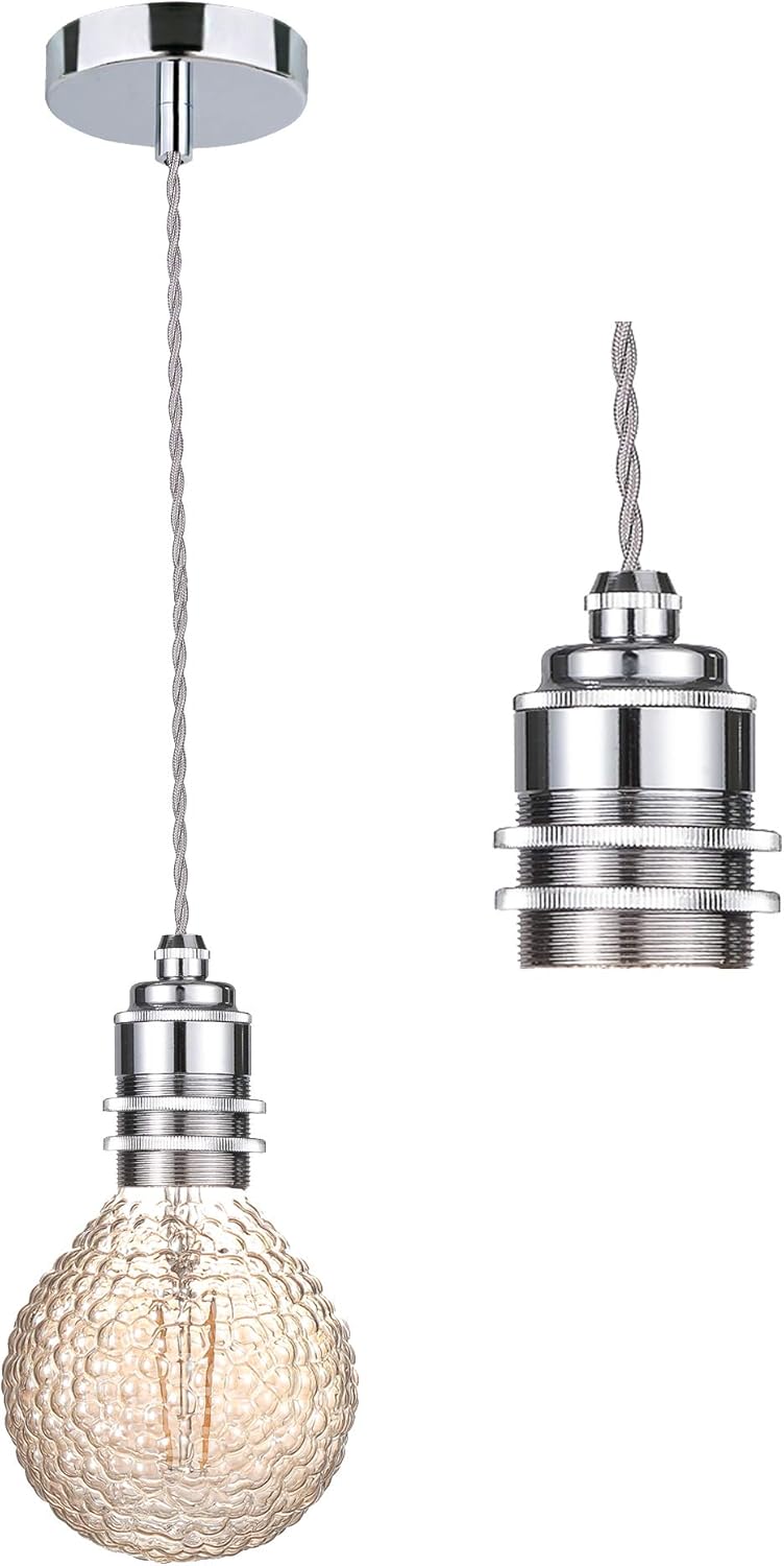 COZZY Chrome Ceiling Rose,Modern Ceiling Pendant Light Fitting,E27 ...