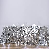 Amazon.com: TABLECLOTHSFACTORY 90X156 Wholesale Silver Premium Big Payette Sequin Rectangle ...
