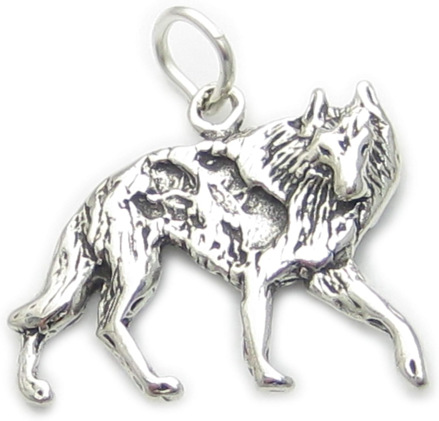 Wolf sterling silver charm - pendant .925 x 1 Wolves charms : Amazon.co ...