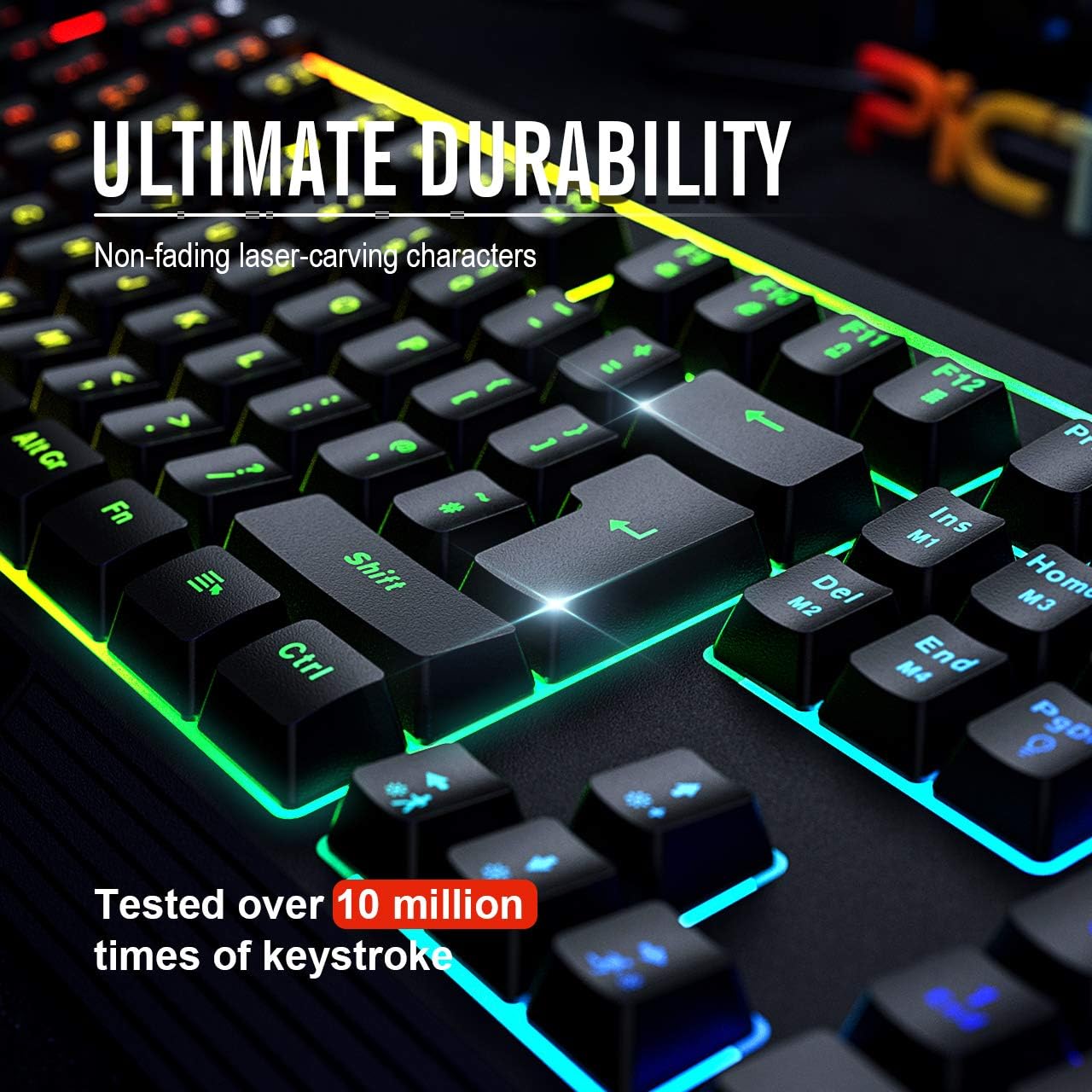 PICTEK Gaming Keyboard, 12 RGB Chroma Lighting Modes, 8 Independent ...