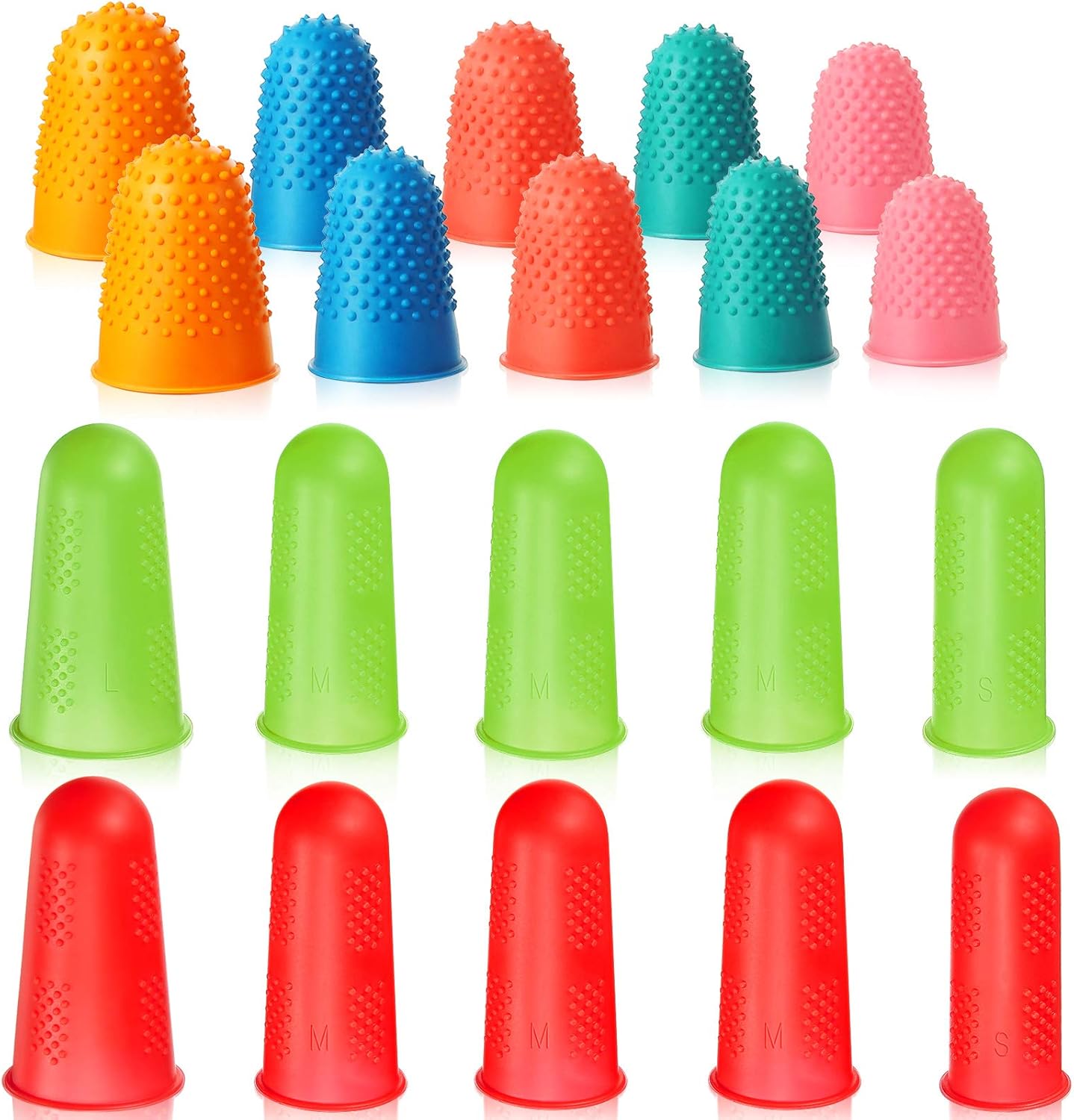 20 Pieces Rubber Fingers Tip Finger Pad Grip Reusable Finger Cover ...
