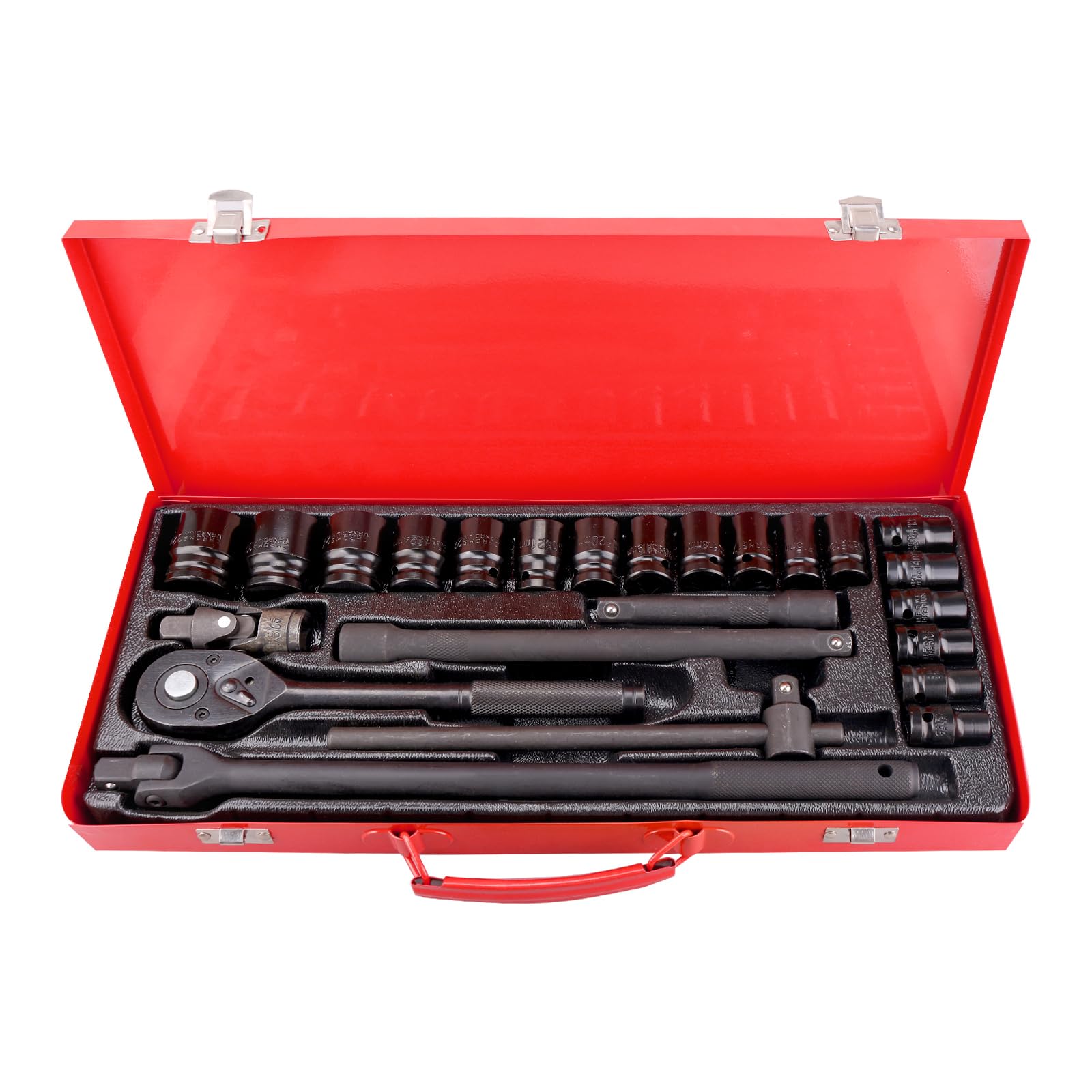 JIUZHOUXIN 1/2'' Drive Impact Socket Set, 24pcs Standard SAE Metric ...