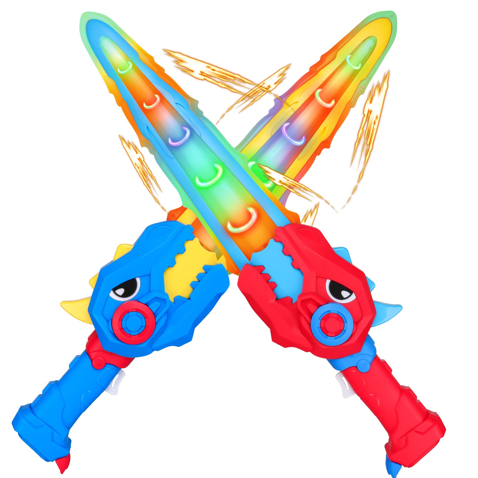 2 Pack Toy Swords for Kids 19.5 Inches, Plastic Light Up Sword with Led ...