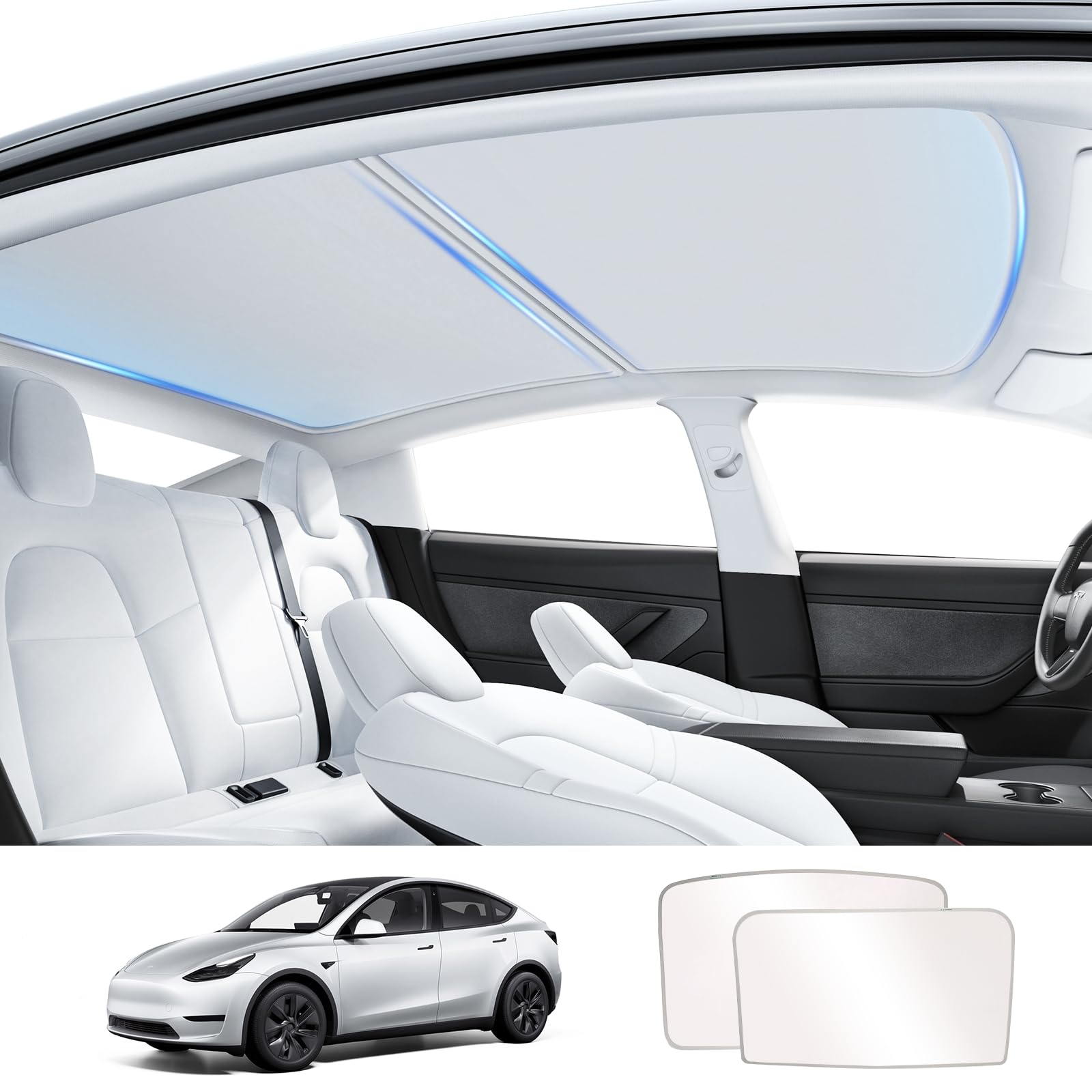ZeroPone Tesla Model Y Roof Sunshade 2021-2024, Foldable Model Y ...