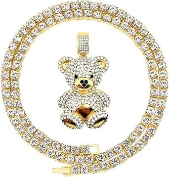 Mens Iced Out Silver Gold Diamond Nba 38 Baby Monkey Young boy Pendant ...