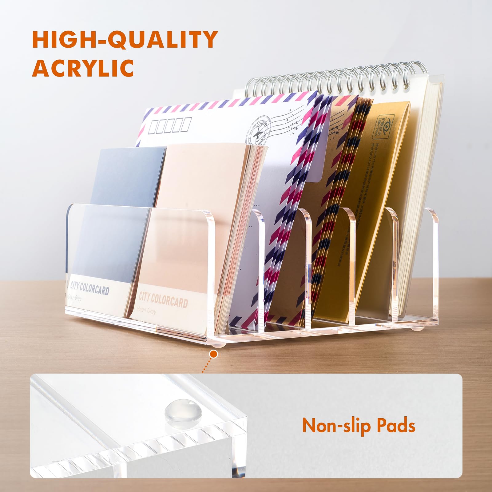 Mua BEYGORM Acrylic Mail Holder, Clear Desk Organizer with Divider ...