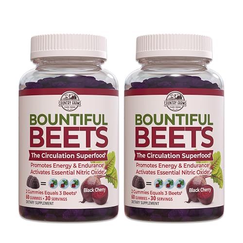 COUNTRY FARMS Bountiful Beets Gummies, Circulation Superfood, Promotes ...