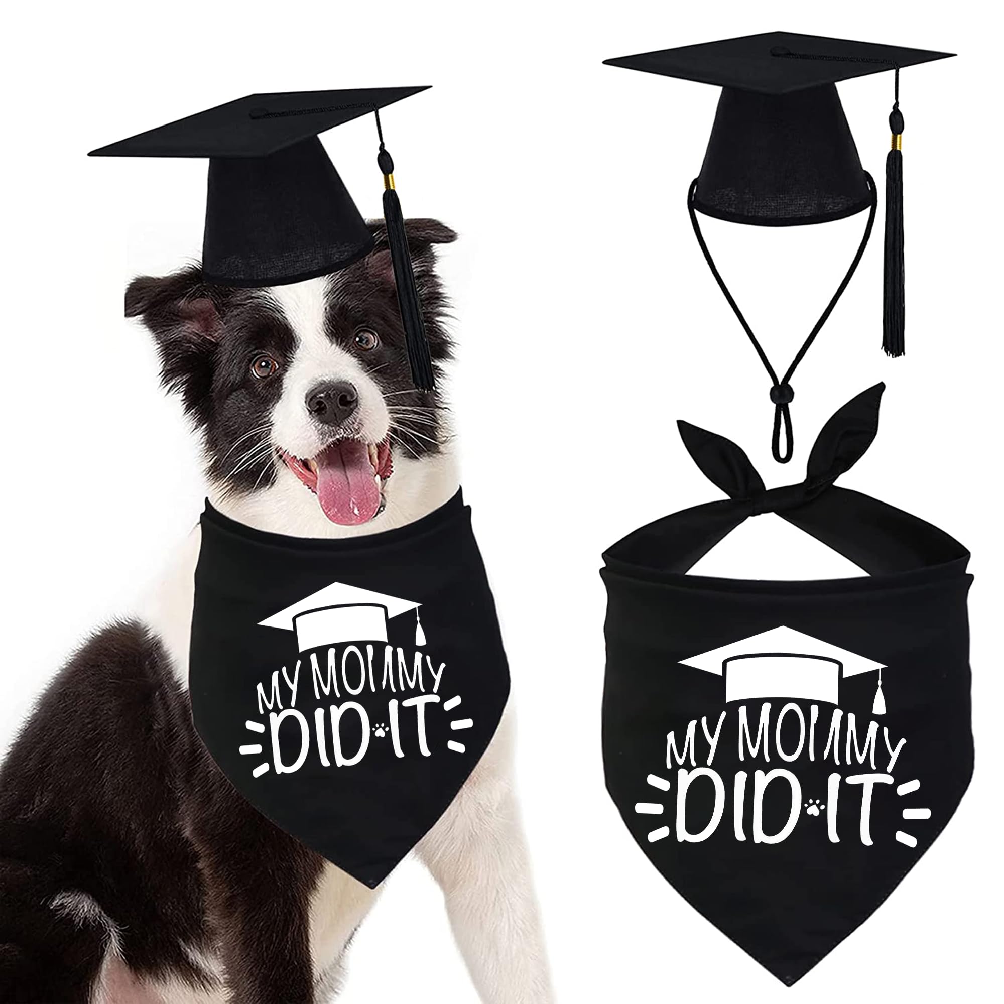 Dog Graduation Bandana and Dog Graduation Cap with Black Tassel 2024 ...