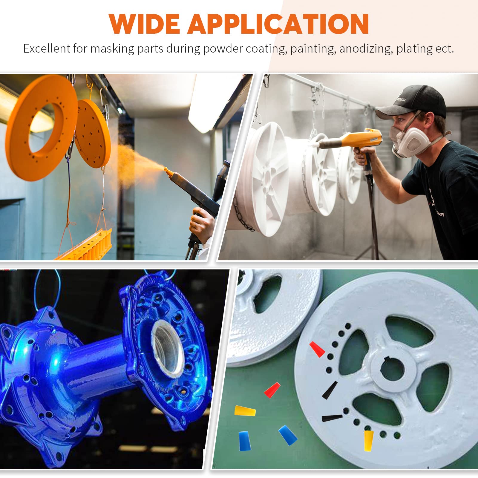 Mua 104Pcs Powder Coating Plugs and Tape Assortment Kit 1/16" to 5/8 ...