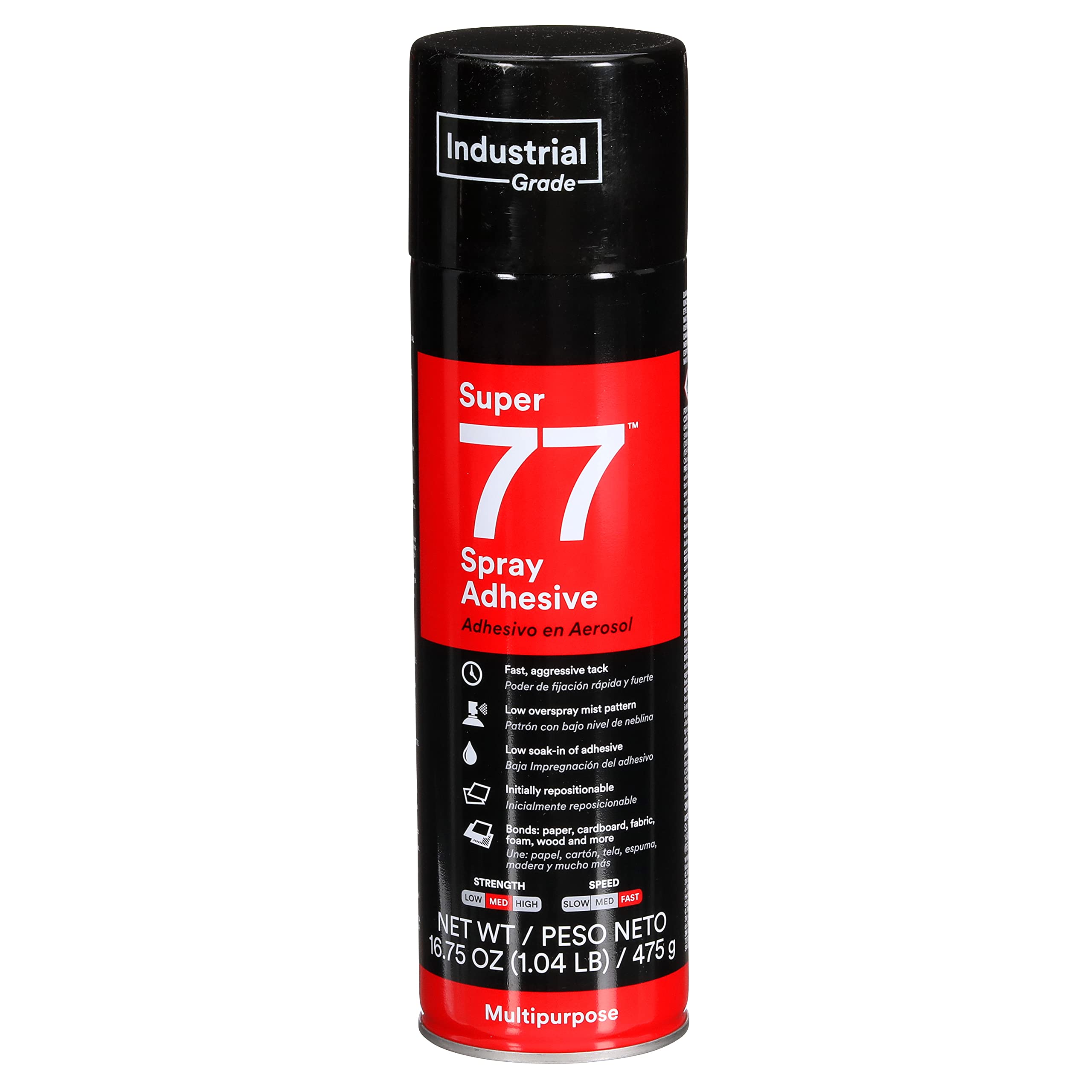 3M Super 77 Multipurpose Permanent Spray Adhesive Glue, Paper, Cardboard, Fabric, Plastic, Metal ...