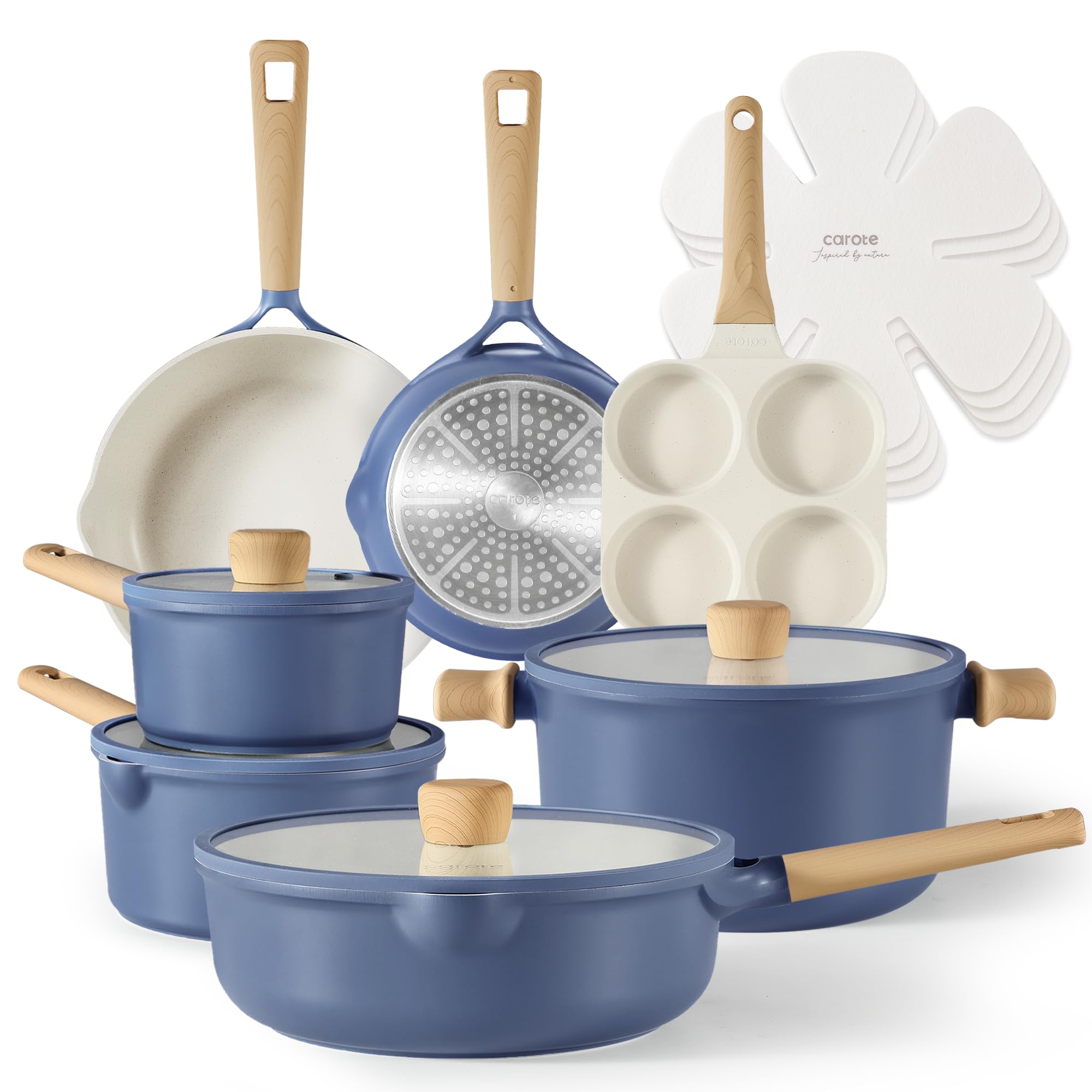 CAROTE 15 Pcs Pots and Pans Set Non Stick, Kitchen Cookware Sets ...