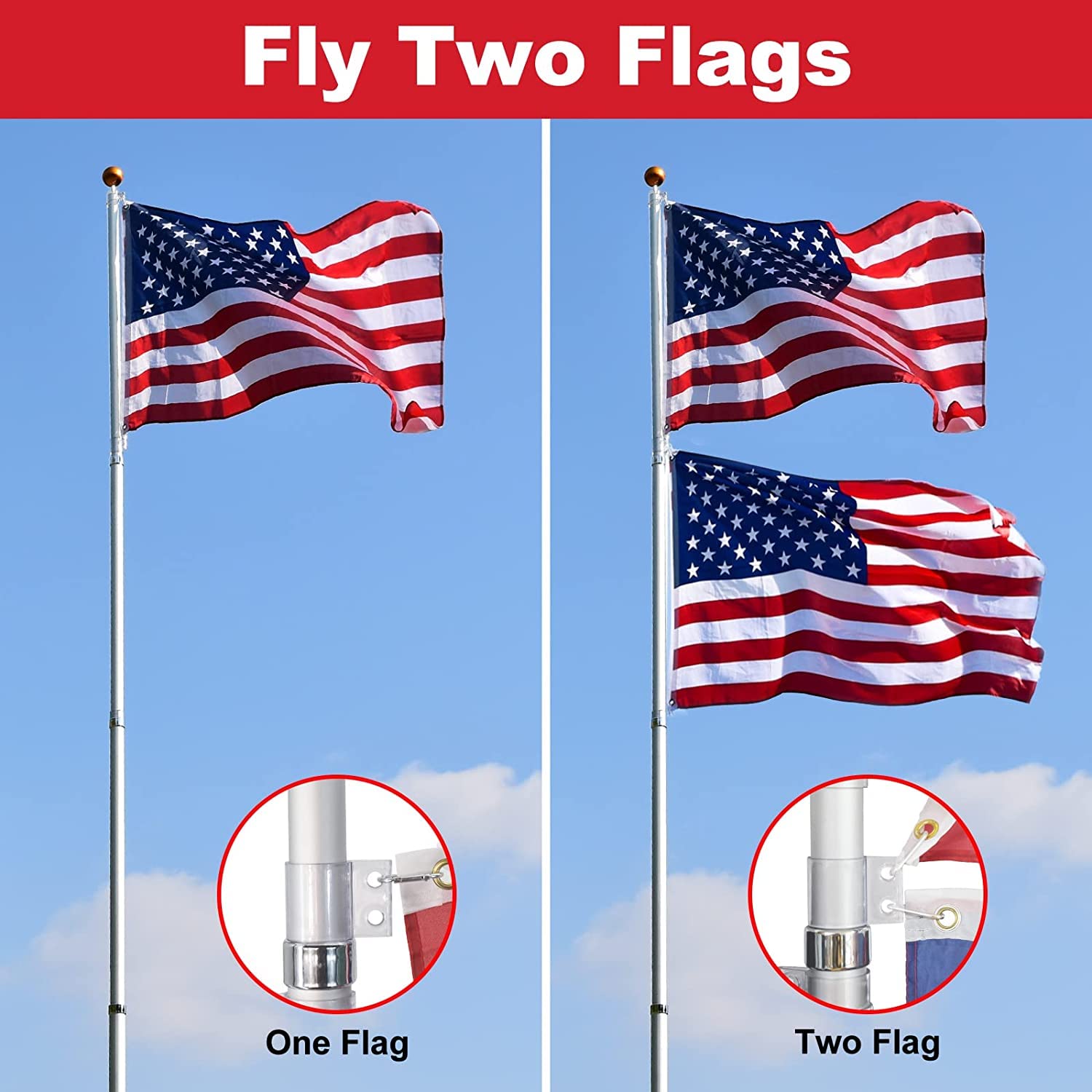 Mua SEEYANG 20FT Telescoping Flag Pole Kit, Heavy Duty Aluminum ...