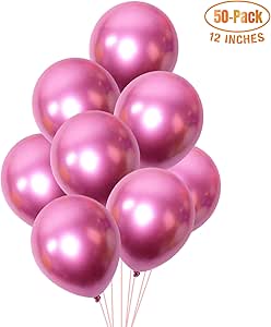 Amazon.com: Hot Pink Chrome Balloon 12 inch 50-Pack, Thicken Metallic ...
