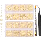 Amazon.com: 6540PCS Off-White AB Resin Flat Back Pearls Rhinestones,Mixed Size 2/3/4/5/6/8/10mm ...