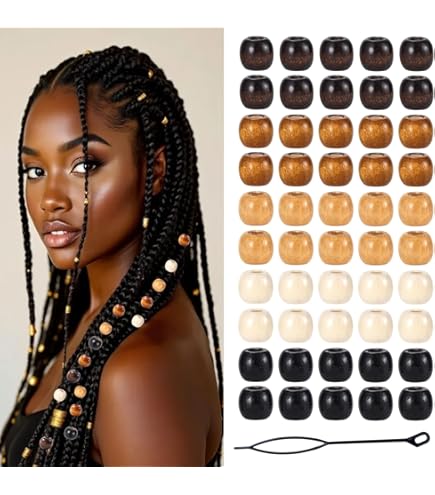 Large Beads For Hair 1055 Pieces Wooden Hair Beads Set Including 600 ...