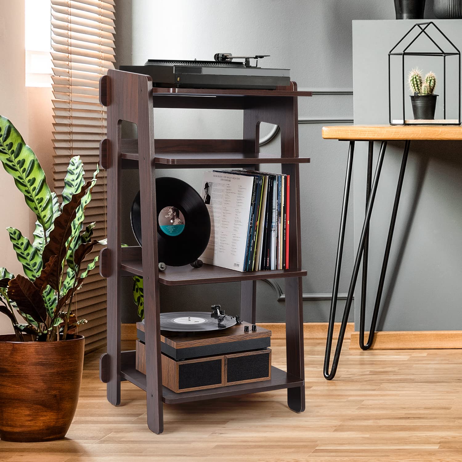 Mua Record Player Stand, 4 Tier Wooden Turntable Stand, Modern Vinyl ...